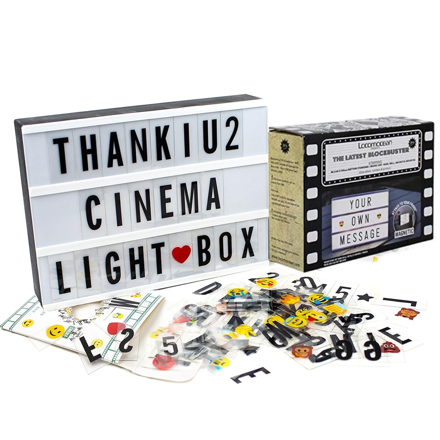 MyMsg: A6 Magnetic Cinematic Light Box with 82 Changeable Letters & 10