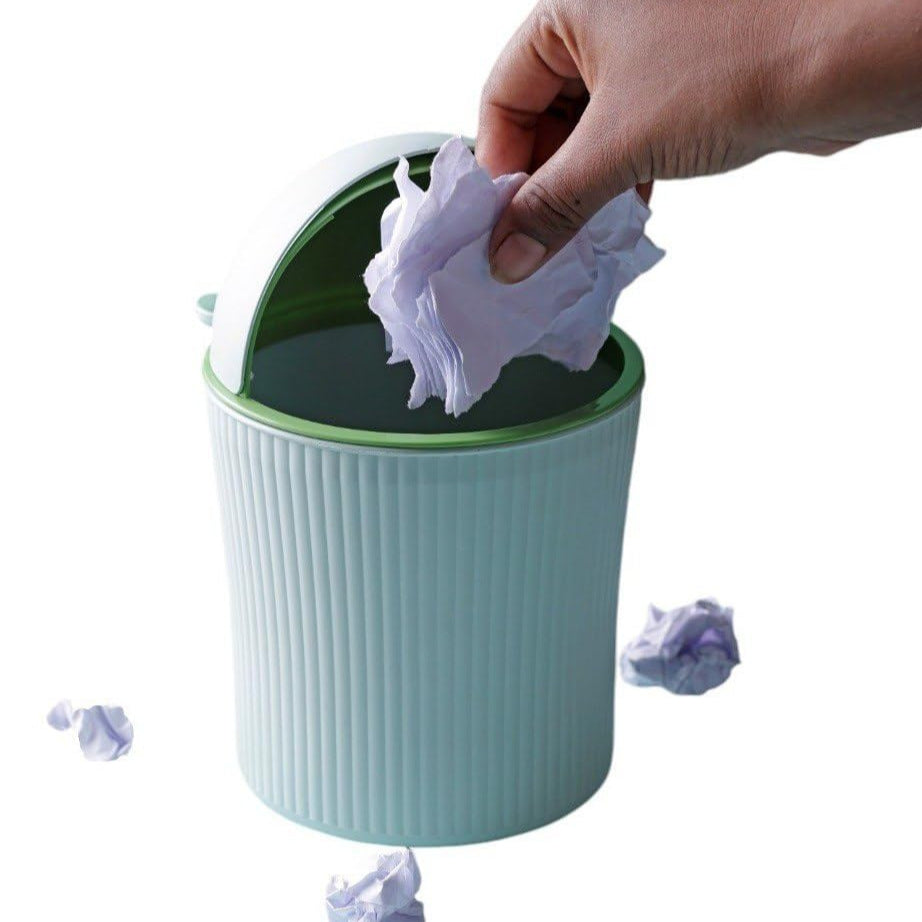 MiniBin: 1.2L Cute Mini Flip-Lid Desk Dustbin, Compact Tabletop Trash