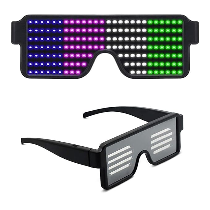 RaveX: USB Rechargeable LED Party Glasses with Dynamic Neon Glow, 11 P