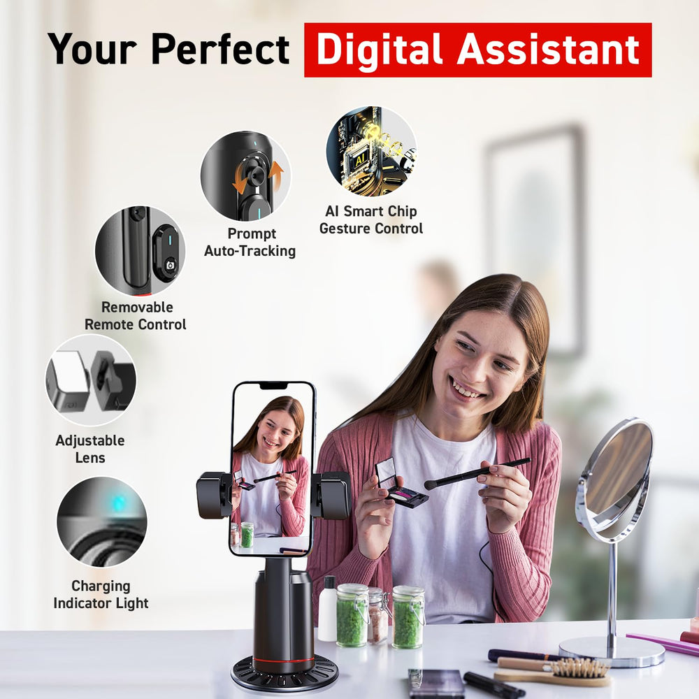 Create360: 360° Face Tracking Phone Holder with Auto Motion, Gesture C