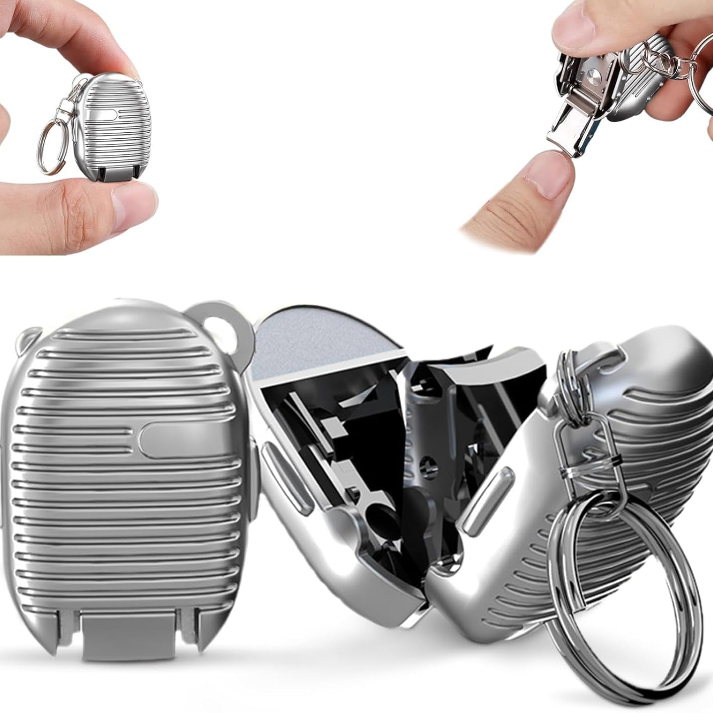 Clipzi: Folding Nail Clipper Keychain in Suitcase Design, Ultra-Portab