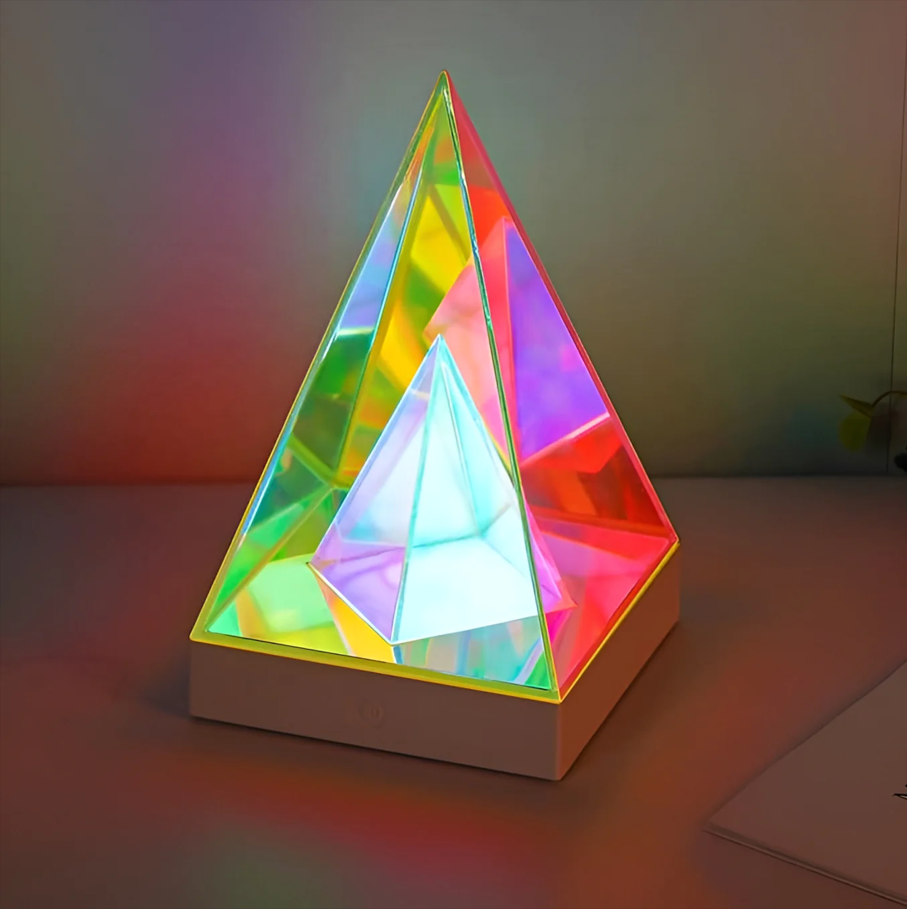 Floyd: 3D Acrylic RGB Prism Lamp with USB Power & Color-Changing Glow