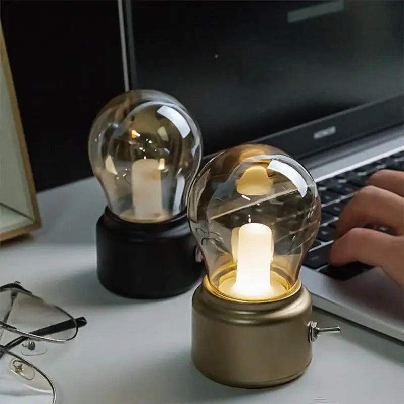 RetroGlow: Vintage-Style USB Rechargeable LED Bulb with Warm White Lig