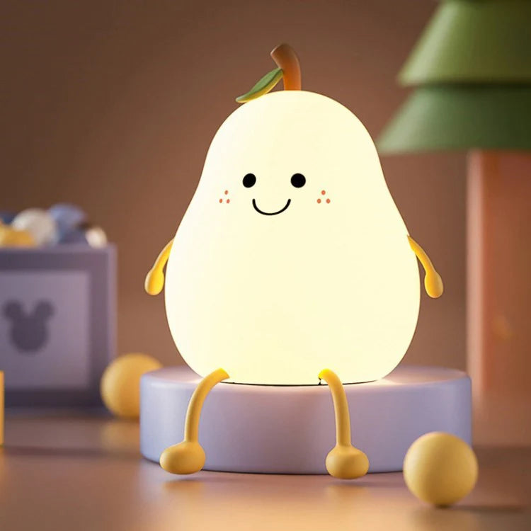 Charm: Portable Squishy Silicone Pear Night Lamp – Touch-Control LED w