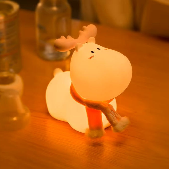 GlowDeer: Adorable Reindeer LED Silicone Night Lamp with Rechargeable